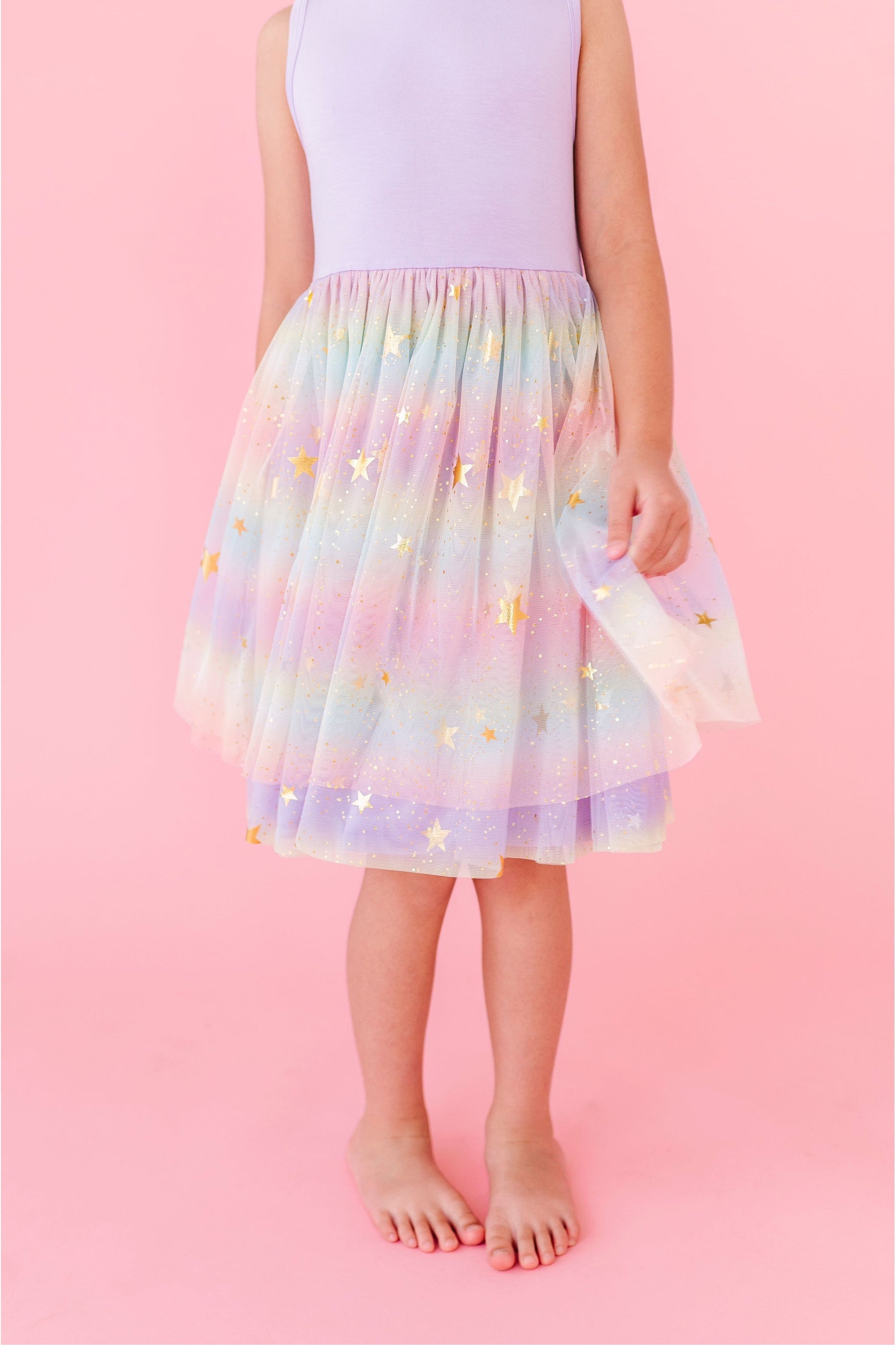 Rainbow Ombre Twinkle Bamboo Tulle Dress | Bird & Bean